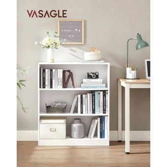 Vasagle Biblioth&egrave;que, &Eacute;tag&egrave;re sur 3 Niveaux, Meuble de Rangement Ouvert, &Eacute;tag&egrave;re, 24 x 80 x 93 cm, pour Salon, Bureau, Salle &agrave; Manger, Blanc Nuage