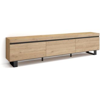 Skraut Home Skraut Home - Meuble tv, Banc T&eacute;l&eacute;, Grand espace de Rangement, 240x57x35 cm, Design industriel, Style moderne, Ch&ecirc;ne