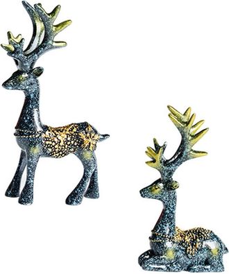 DOITOOL Paar Elch Dekoration aus Kunstharz Handgefertigte Hirschfiguren f&uuml;r Wohnzimmer und Kinderzimmer Weihnachtsornamente und Geschenk