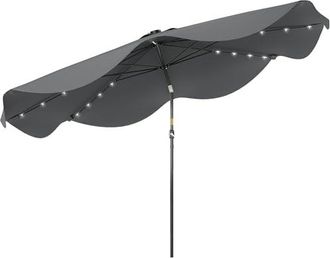 OUTSUNNY Parasol de jardin manuel avec 32 lumi&egrave;res LED solaires, 8 baleines, angle r&eacute;glable, imperm&eacute;able et grilles de ventilation pour patio, balcon &Oslash;292 x 24