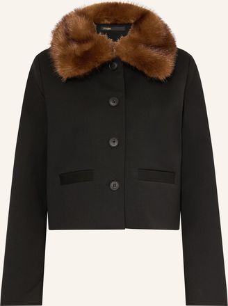 Maje Kastenjacke Mit Kunstfell schwarz