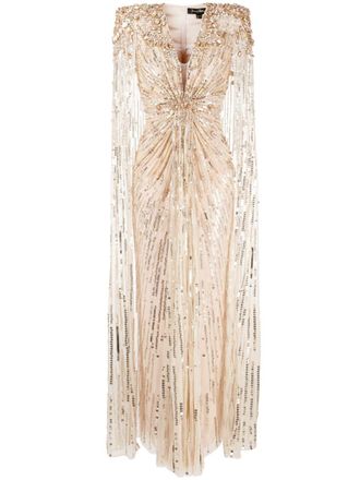 Jenny Packham robe longue Lotus Lady &agrave; ornements de sequins