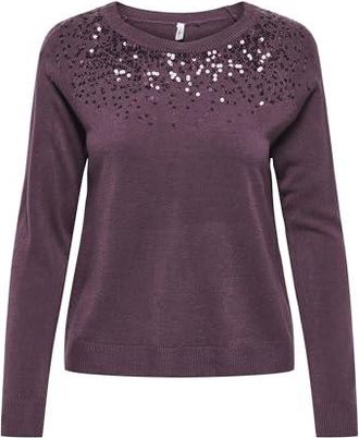 Only Onlstarry Ls Sequin O-Neck KNT, Mauve Wine, M Femme
