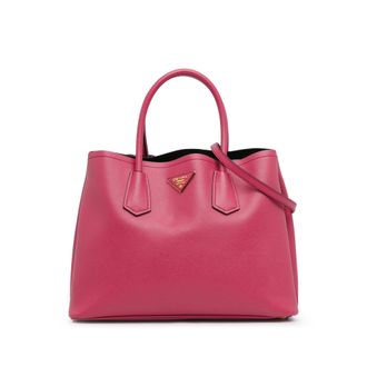 Prada Pink Medium Saffiano Cuir Double Tote Bag