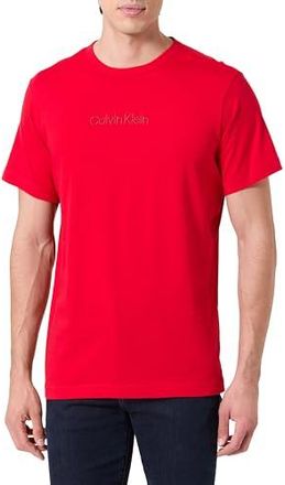 Calvin Klein T-Shirt Manches Courtes Homme Crew Neck Col Ras-du-Cou, Rouge (Berry Sangria), M