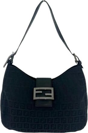 Fendi Pre-owned Sac bandouli&egrave;re en toile et cuir Zucchino - Femme - Pre-owned - Noir - Taille: ONE Size