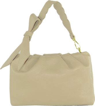 modamoda.de T254 - ital. Damen Henkeltasche Klein aus Leder, Farbe:Cremebeige