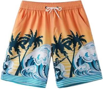 Generic HUIWDP Short de plage pour homme Style vacances Sport Cinq points Coupe ample Surf S&eacute;chage rapide avec doublure int&eacute;rieure, A5, XL