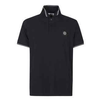 Stone Island Homme, Tops, Bleu, Taille: XL Polo Slim Fit Manches Courtes