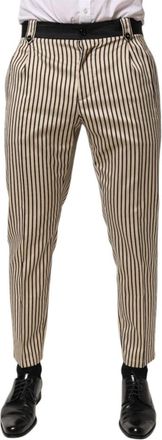 Dolce & Gabbana Homme, Pantalons, Beige, Taille: S Pantalon Slim &agrave; Rayures Beige et Noires