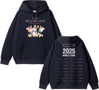 Generic Deadline Hoodie 2025 World Tour Grafik-Stil Baumwoll-Sweatshirt(A Black-Padded,S)