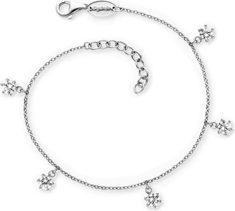 Engelsrufer Damen Keep it so simple Armband aus Sterling Silber, mit 5 Zirkonia-Anhänger, Karabinerverschluss, längenverstellbar, nickelfrei, Größe: 17+3cm