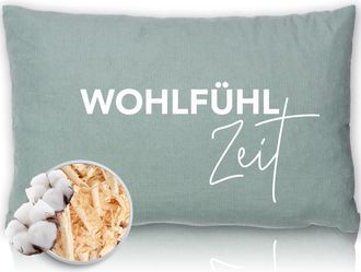 herbalind Zirbenkissen WOHLF&Uuml;HLZEIT Kissen 30x20 cm mit Rei&szlig;verschluss - Premium Feincord Baumwolle Oeko Tex mit Nat&uuml;rlicher Zirbenf&uuml;llung, Duftendes Dekokissen