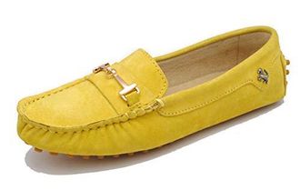Minitoo Femme D&eacute;contract&eacute;e Loafers Mocassins Chaussures Bateau avec Boucles en m&eacute;tal Jaune EU 39