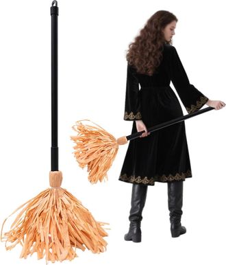 Generic Rotierender Halloween-Besen - Zimmerbesen - beleuchtete Dekoration batteriebetrieben für den Außenbereich Veranda Hof Parkplatz