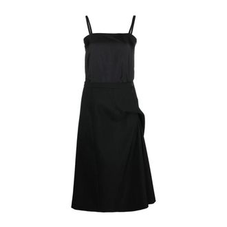 Maison Margiela Woll-Midikleid mit eckigem Ausschnitt - - Dresses - Damen - Schwarzk - S