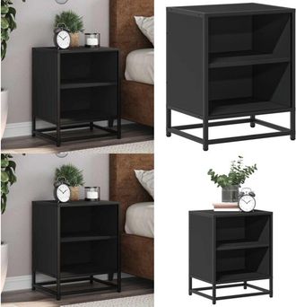 vidaXL Table de chevet noir 40x31x50 cm bois ding&eacute;nierie et m&eacute;tal - Vidaxl