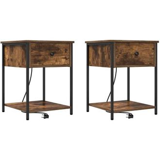 vidaXL Nachttisch 2 pcs R&auml;uchereiche 42 x 41 x 56 cm Holzwerkstoff vidaXL