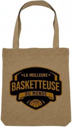 Fabulous Sac Shopping Tote Bag Aspect Lin - La Meilleure Basketteuse du Monde Sport Basket Sportif Basketball - Sac de Courses Toile Epaisse 360g Beige Naturel