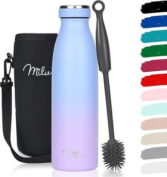 Milu Bouteille deau en Acier Inoxydable - Double paroi isolée sous vide - Bouche Standard Gourde - 350ml 500ml / 750ml / 1000ml/ 1.5l - sans BPA - Thermo G