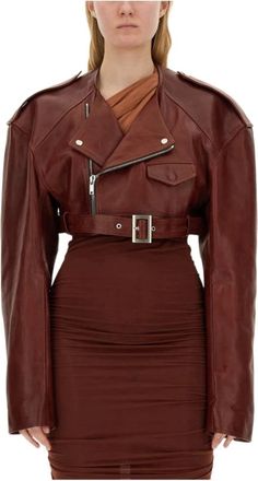 Rick Owens Femme, Vestes, Rouge, Taille: 38 FR Micro Leather Jacket