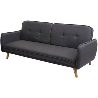 Hhg Schlafsofa 468, Couch Klappsofa G&auml;stebett Bettsofa, Schlaffunktion Stoff/Textil 185cm anthrazit-grau