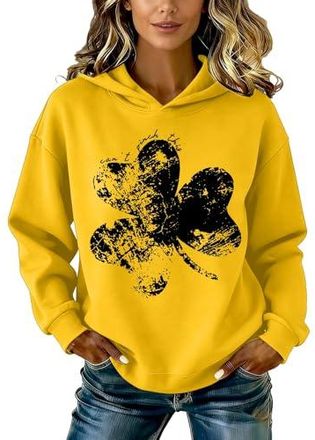 Generic HUIFUAO Sweat &agrave; capuche pour femme avec tr&egrave;fle amusant pour femme Costume irlandais de St Paddys Day Vert Irlande Tr&egrave;fle Chemise Vacances Haut &agrave; manch
