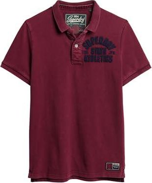 Superdry Polo Vintage Athletic T1 piqué (M), Bordeaux Riche, XXL Homme