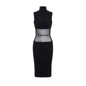 Elisabetta Franchi Femme, Robes, Noir, Taille: 42 FR Robe en maille avec ceinture