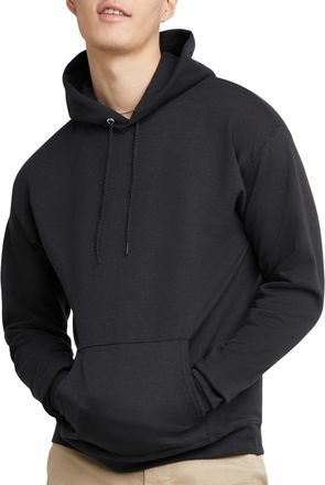 Hanes Herren Sweatshirt EcoSmart Fleece Hoodie Baumwollmischung Fleece Kapuzenpullover Pl&uuml;sch Fleece Pullover Hoodie, schwarz, Large