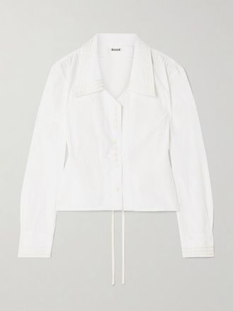 Bode Crosshatch Hemd Aus Baumwollpopeline Mit Ripsbandbesätzen - Weiß