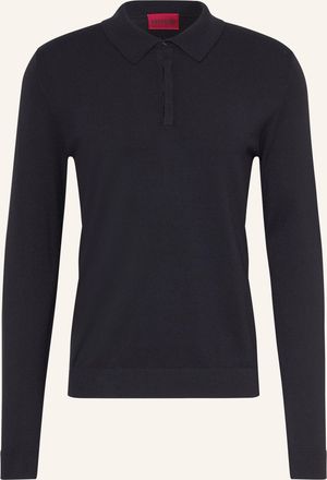 HUGO BOSS Hugo Strick-Poloshirt San Pippo Slim Fit blau