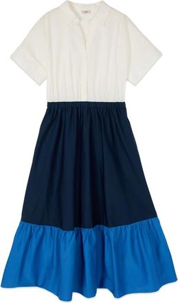 Oltre Femme, Robes, Bleu, Taille: 36 FR Long Color Block Dress