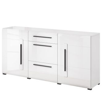 Loftscape home24 Sideboard Tyfta I 180 x 86 x 39cm Weiß/Hochglanz Weiß