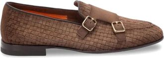 Santoni Homme, Chaussures, Brun, Taille: 42 1/2 EU Mocassins en daim &agrave; double boucle