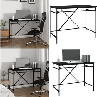 vidaXL Schreibtisch Schwarz 100x50x75 cm Holzwerkstoff und Eisen - Schwarzer Schreibtisch - Industrierstil Schreibtisch - Holzwerkstoff Schreibtisch