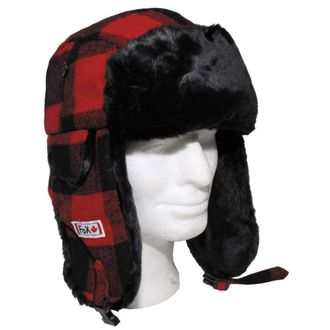 Fox Outdoor Products Holzf&auml;llerm&uuml;tze mit Fell, rot/schwarz Gr.S S,Rot/Schwarz