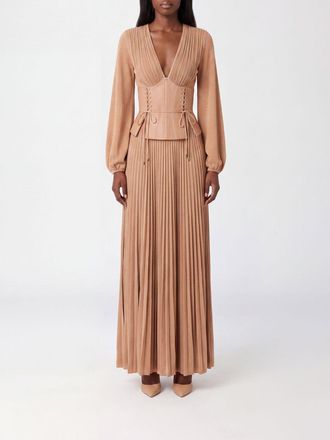 Elisabetta Franchi Langes Abendkleid aus Viskosemischung mit Korsett-Oberteil und V-Ausschnitt