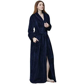 Generic TDEOK Peignoir avec Capuche Pyjama Chemise de Nuit Robe Couleur Chaud en Peluche Solide Doux Dames v&ecirc;tements de Nuit Robe de Chambre Ceinture Longue P