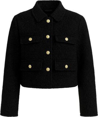 Mississhop Kurzjacke Elegante Übergangsjacke in Teddy-Optik, mit Goldknöpfen M. 414