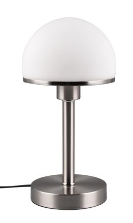 Trio Leuchten Tischleuchte Joost II 592300107, Metall Nickel matt, Glas opal wei&szlig;, exkl. 1x E27, On/Off Touch