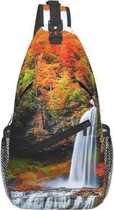 Generic Autumn Falls Stone Lake Yellow Leaves Sac &agrave; bandouli&egrave;re Sac &agrave; bandouli&egrave;re Sac &agrave; dos de voyage Sac &agrave; dos &agrave; bandouli&egrave;re pour homme Sac &agrave; dos de randonn&eacute;