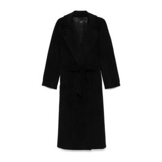 Max Mara Schwarzer Woll Alpaka Mantel Kimono Stil - - Coats - Damen - Schwarzk - 2XS