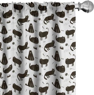 Abakuhaus Katzen Vorh&auml;nge, Gardinen, Grumpy Lustige Kitty Pattern, Fensterbehandlungen f&uuml;r Wohnzimmer Schlafzimmer Dekor, 2 St&uuml;ck 75 cm b x 175 cm h, Dunkelbrau