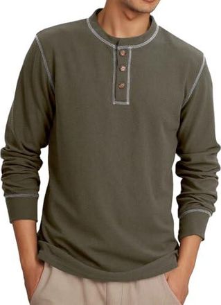 Generic T-shirt pour homme en tricot &agrave; manches longues, d&eacute;contract&eacute;, coupe ample, col rond, v&ecirc;tements dhiver confortables pour les excursions quotidiennes, Ve