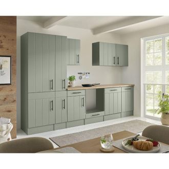 Respekta K&uuml;che Einbauk&uuml;che K&uuml;chenzeile Landhaus Leerblock Gr&uuml;n Anton 310 cm Respekta