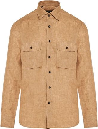 Brioni Homme, Chemises, Beige, Taille: L Linen Shirt