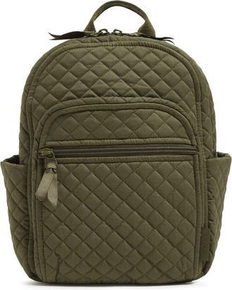 Vera Bradley Damen Kleiner Rucksack Büchertasche, Climbing Ivy Green-Recycelte Baumwolle, Einheitsgröße