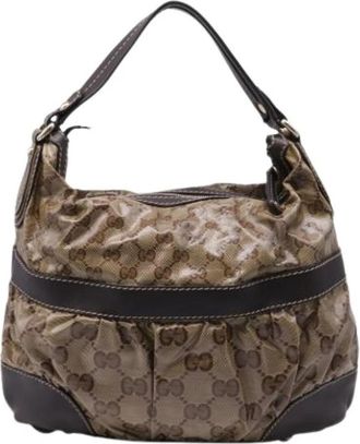 Gucci Pre-owned GG Crystal Mixed Shoulder Bag in Beige Coated Canvas - - Pre-owned - Damen - Braun - ONE SIZE