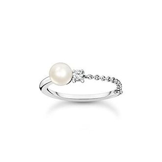 Thomas Sabo TR2369-167-14 Bague pour femme avec perle et pierre blanche Argent sterling 925, Ringgröße 60, Argent, Zircone cubique